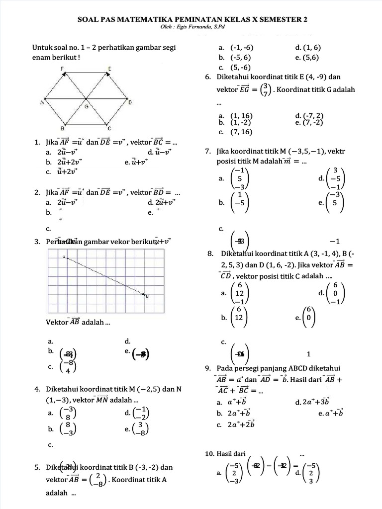 PDF Soal Pas Matematika Peminatan Kelas X Semester 2 Oleh Egis Fernanda SPD - Compress | PDF