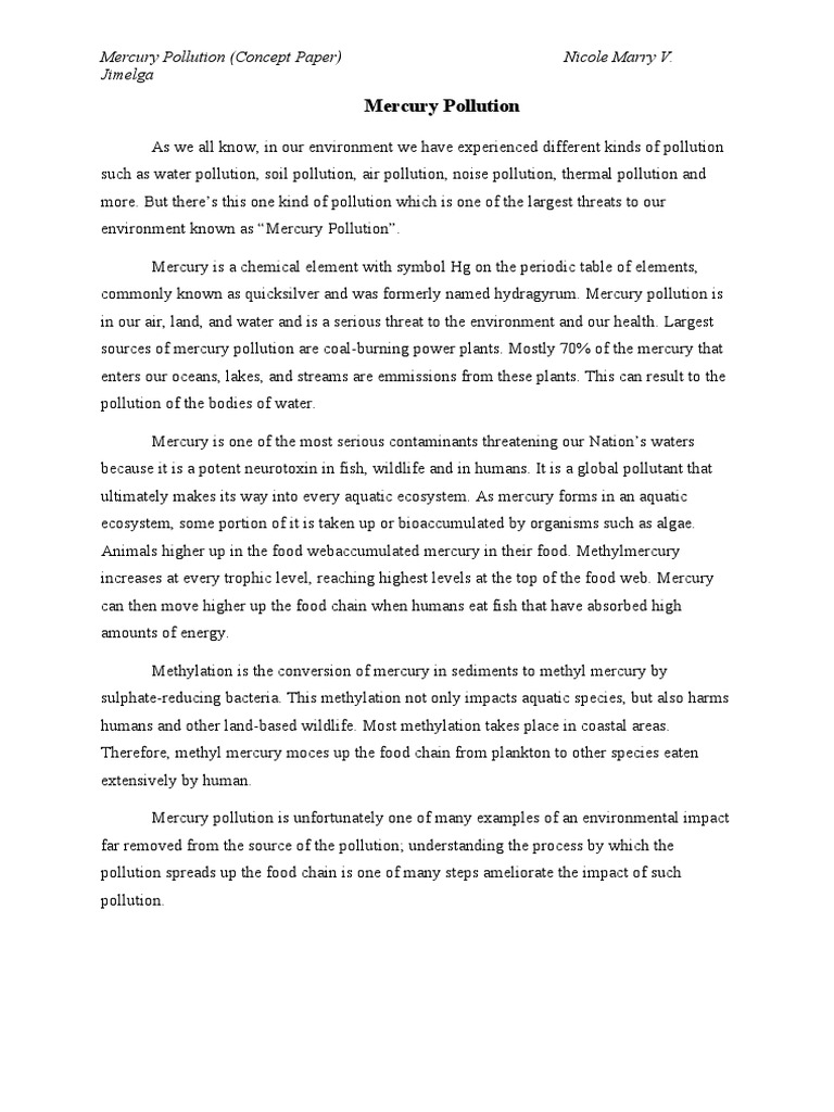 Concept Paper-Mercury Pollution | PDF | Wellness | Science & Mathematics