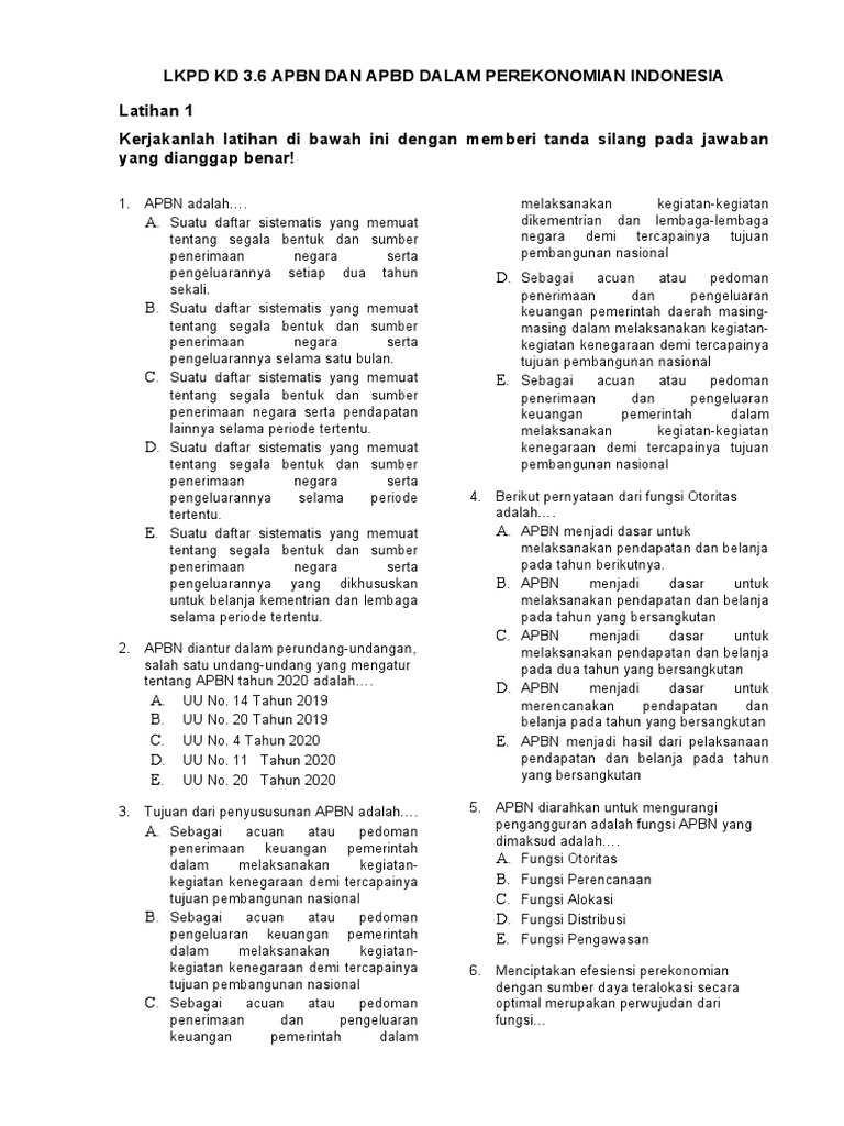 Fungsi dan Struktur APBN-APBD Indonesia | PDF
