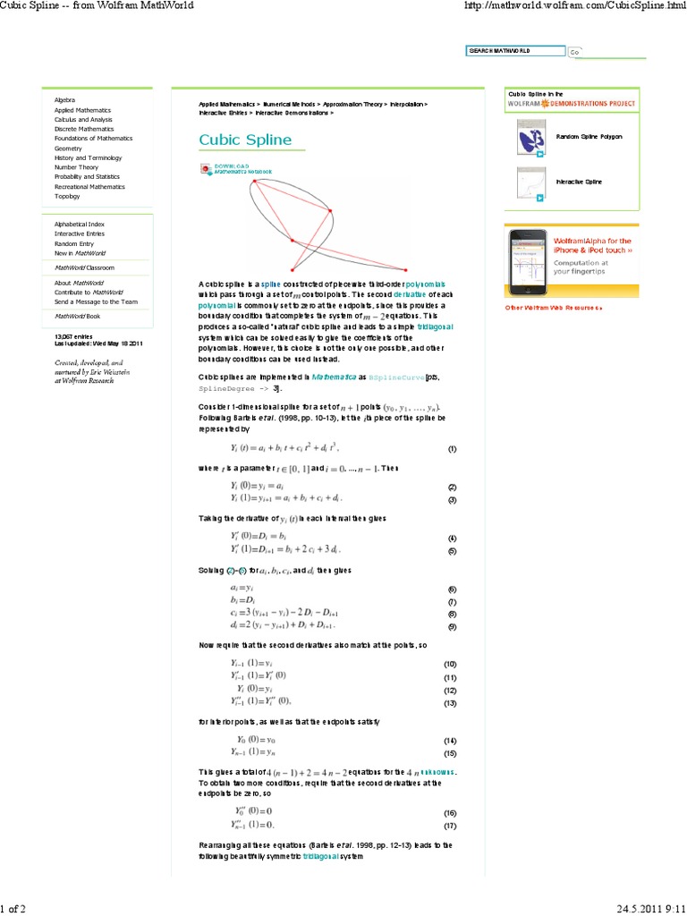 Cubic Spline - From Wolfram MathWorld | PDF | Spline (Mathematics ...