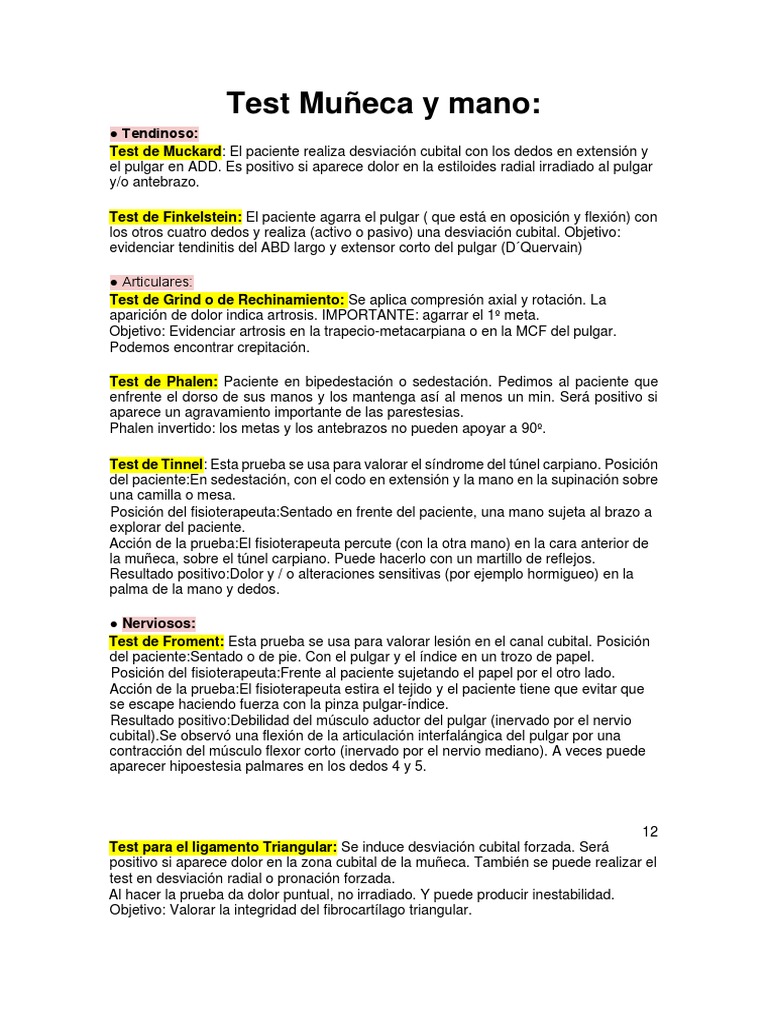 Test Mano | PDF | Mano | Sistema nervioso