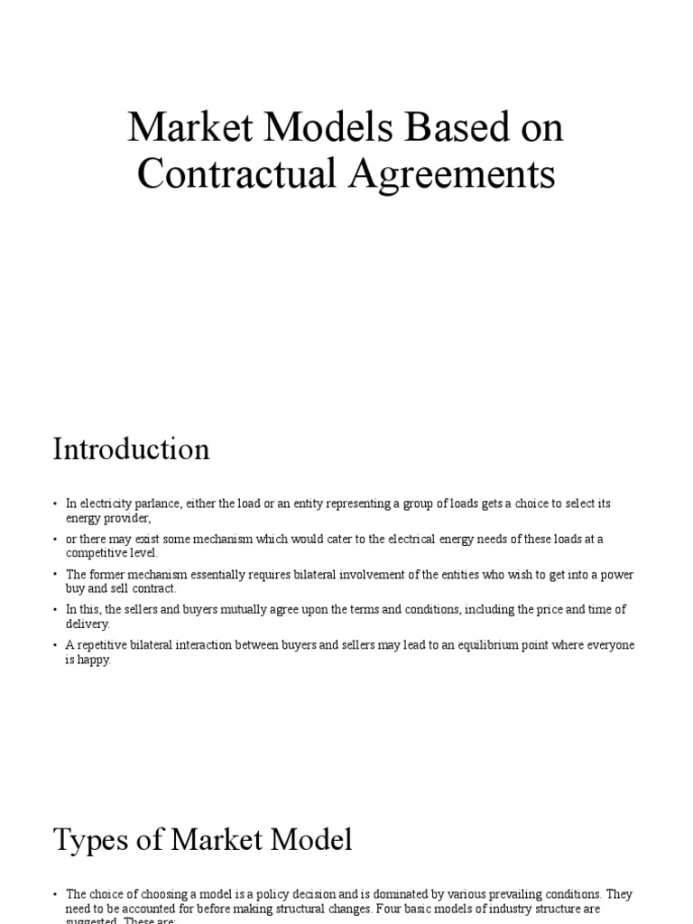 Contractual Electricity Market Models | PDF | Market (Economics) | Prices