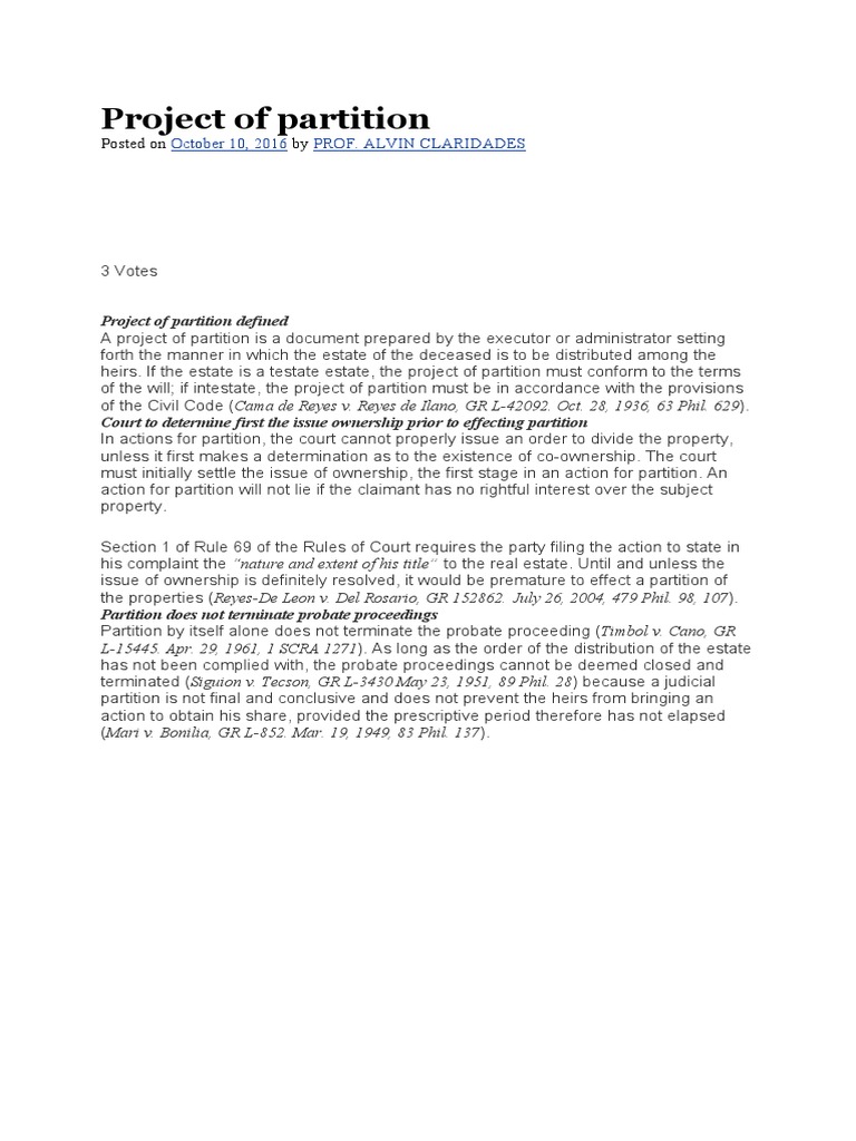 Project of Partition | PDF