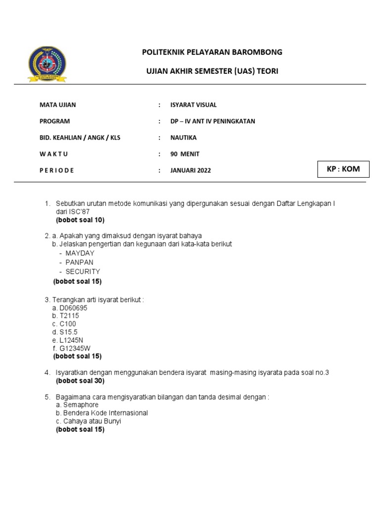 UAS ISYARAT VISUAL | PDF