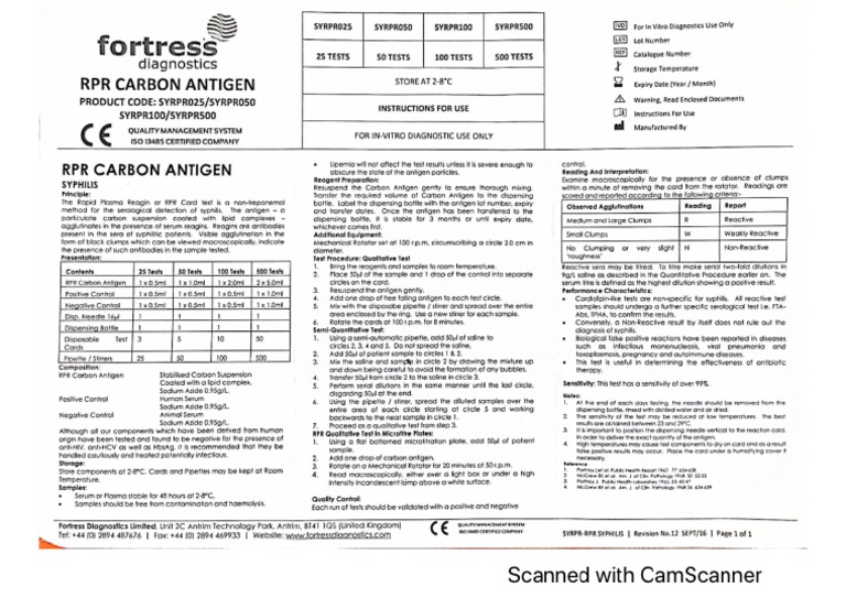 RPR Carbon Antigen (Fortress) | PDF