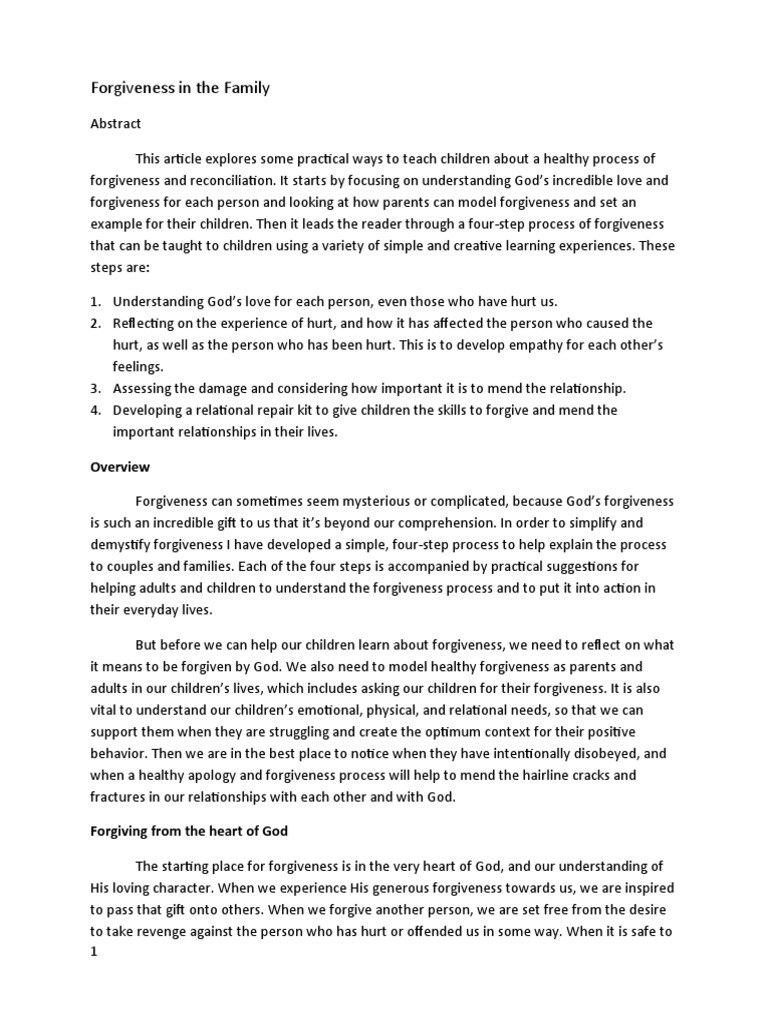 Teaching Family Forgiveness Skills | PDF | Forgiveness | Feeling