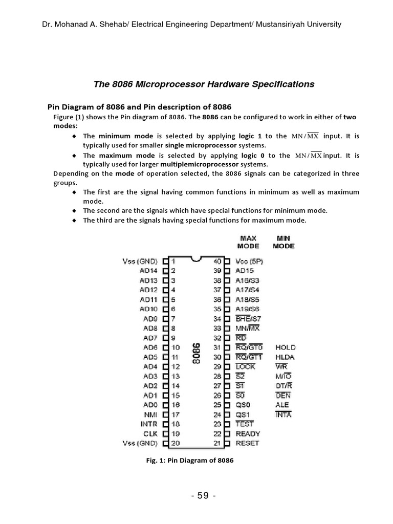 The 8086 Microprocessor Hardware Specifications: Pin Diagram of 8086 ... The 8086 Microprocessor Hardware Specifications: Pin Diagram of 8086 ...