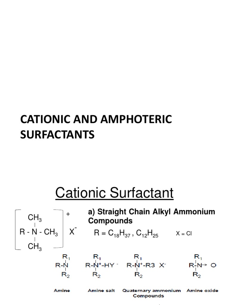 Cationic Surfactants | PDF | Amine | Ammonium