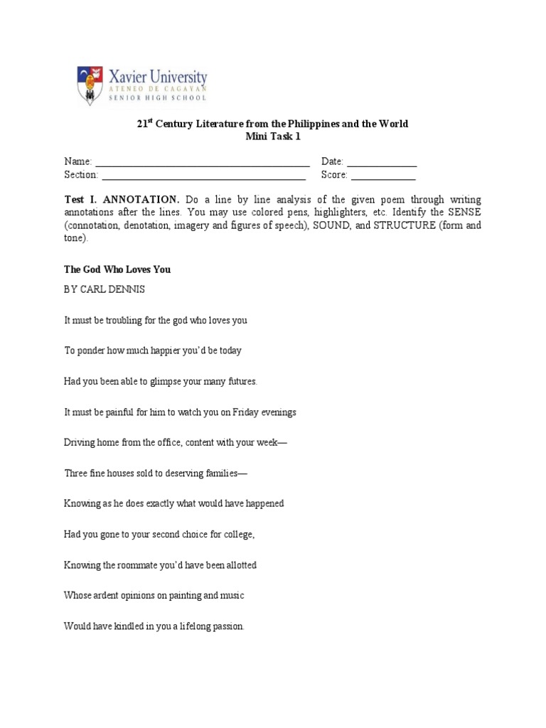 Module 3 Mini Task 1 | PDF | Poetry | God