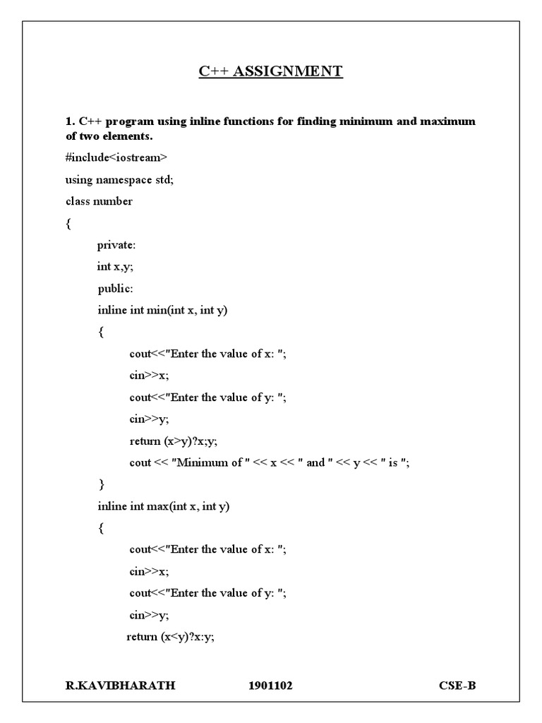 C++ Mini Projects: Find Min/Max, Student Class, Prime Number, Bank ...