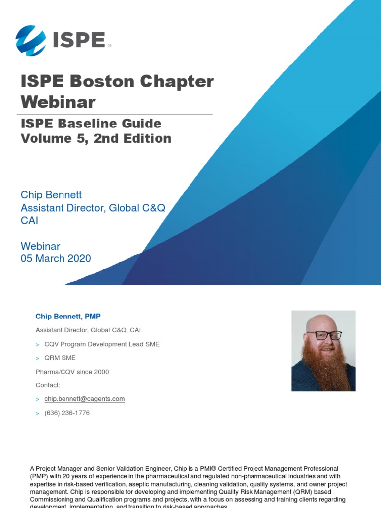 ISPE Boston Chapter Webinar: ISPE Baseline Guide Volume 5, 2nd Edition ...