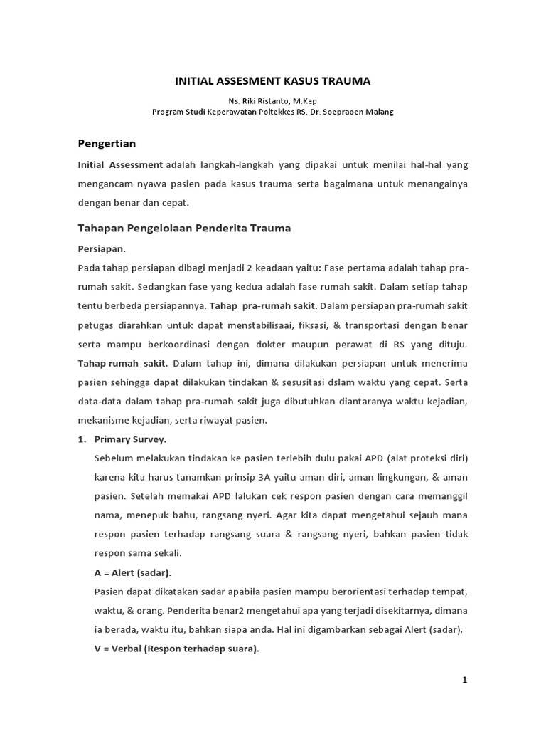 Initial Assesment Kasus Trauma | PDF