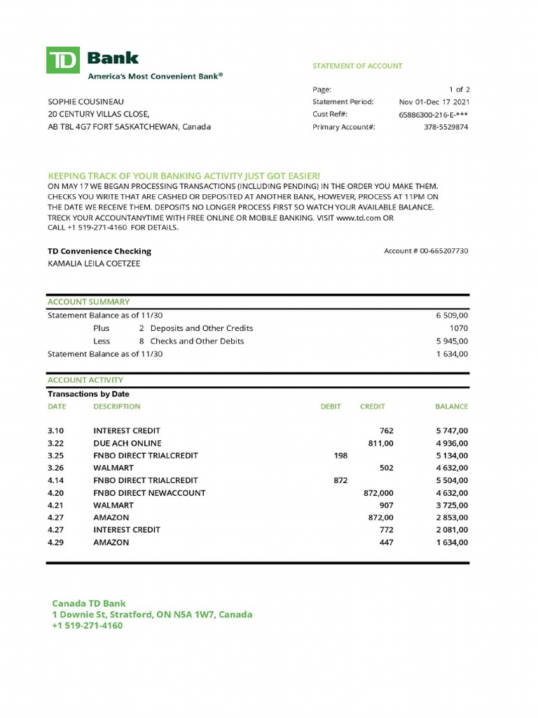 Canada TD Bank | PDF