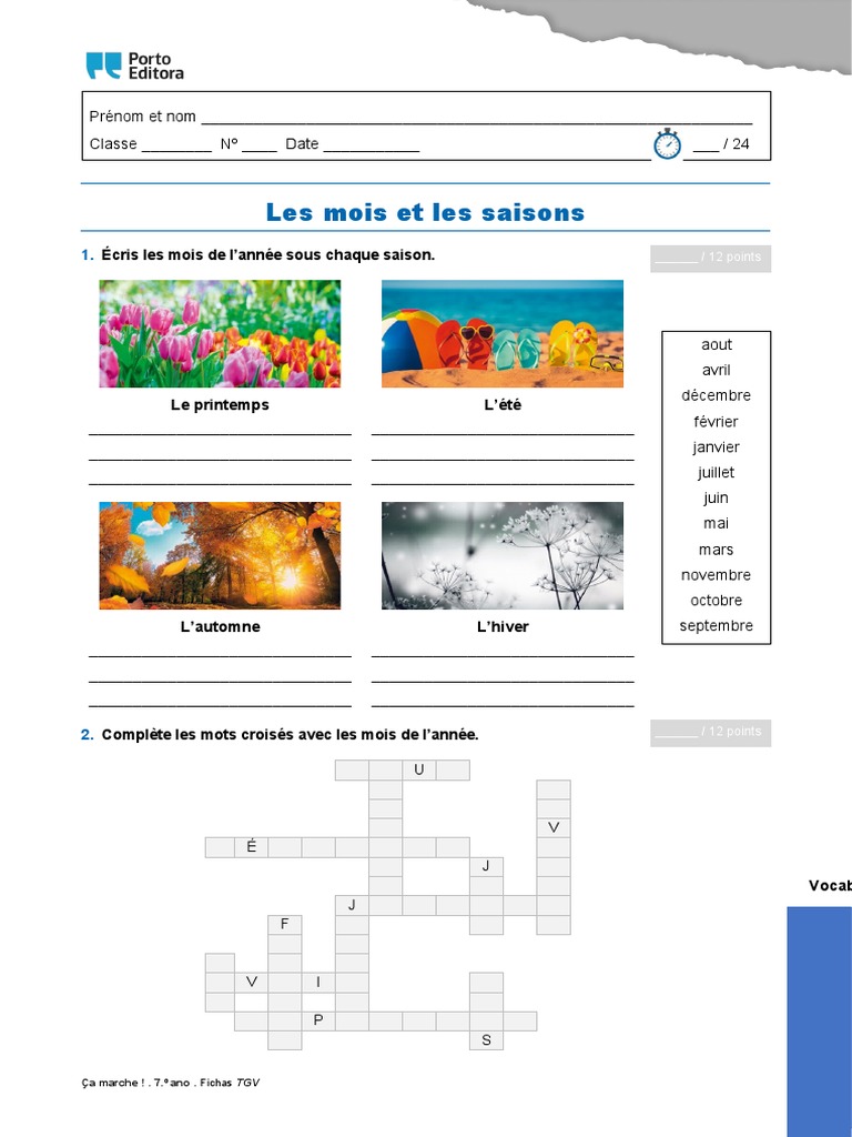 Cmar7 TGV Vocabulaire 6 | PDF | Saison | Climat