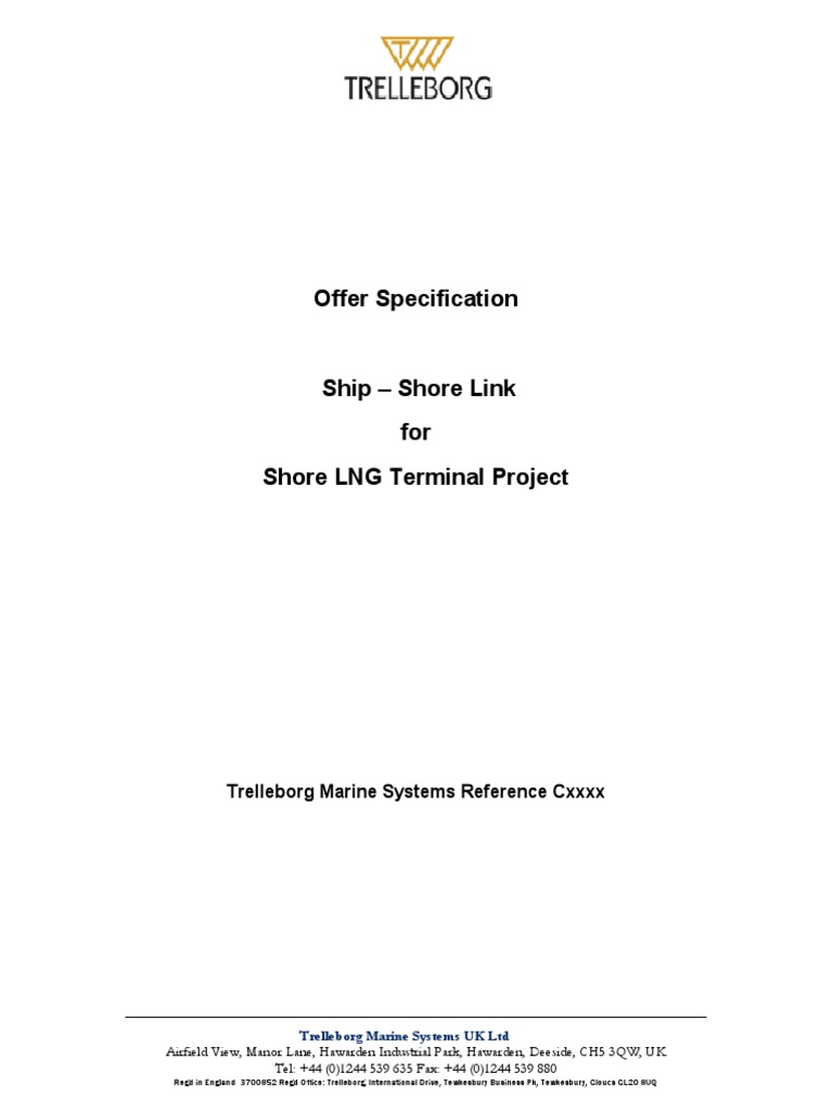 Specification for a Ship-Shore Link System for a Shore LNG Terminal ...