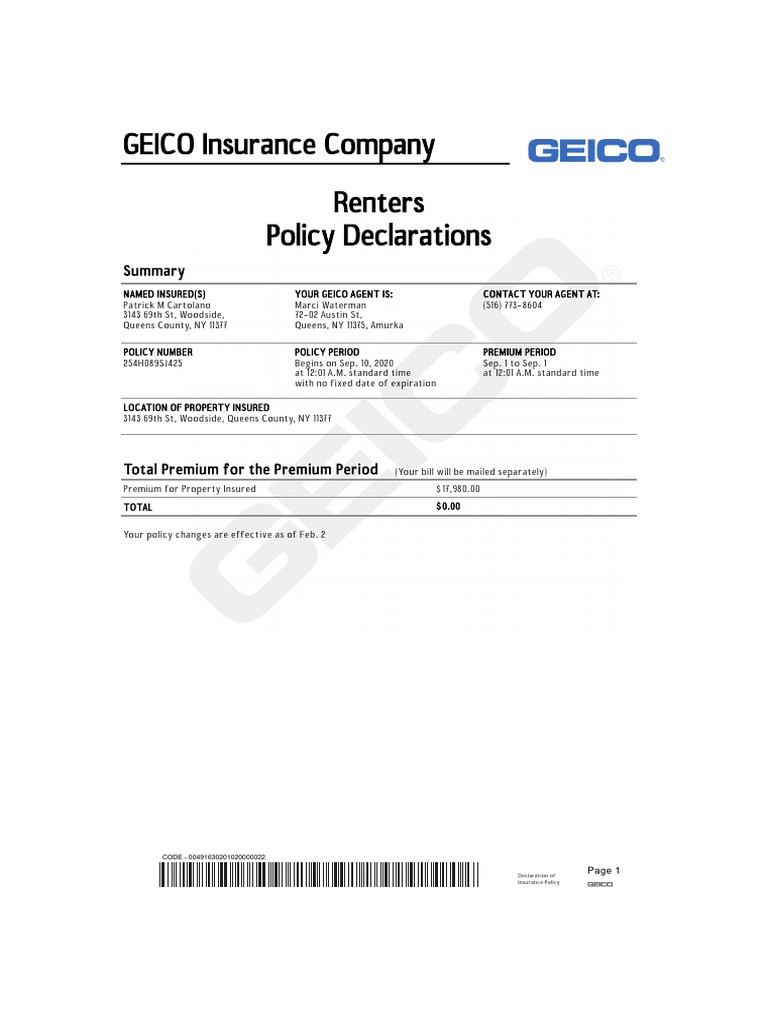 Insurance Declaration Page | PDF | Insurance | Insurance Policy