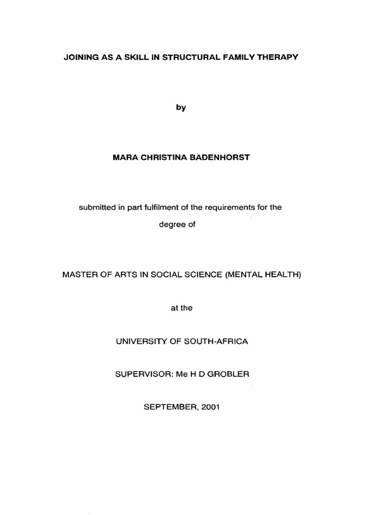 Joining in Structural Family Therapy | PDF | Psychotherapy | Action ...