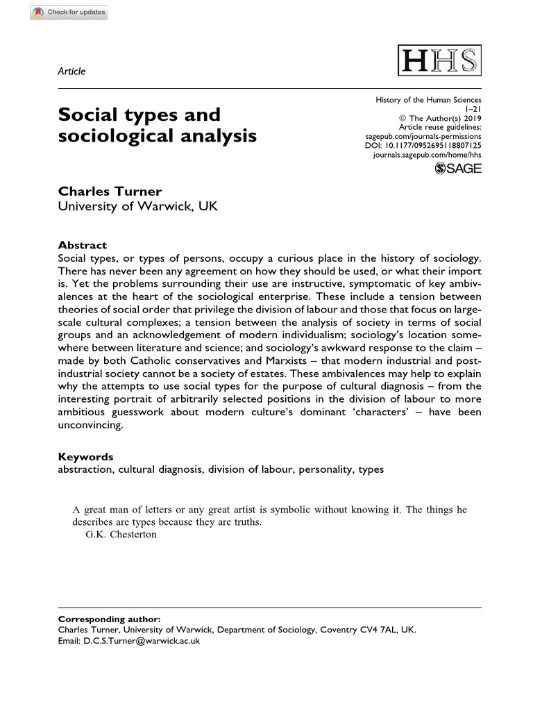 Social Types in Sociological Analysis | PDF | Max Weber | Sociology