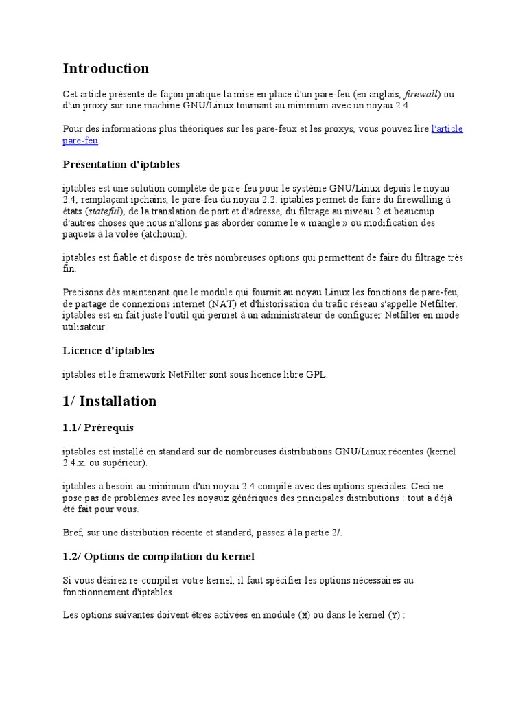 Guide pratique d'installation d'iptables | PDF | Pare-feu (informatique ...