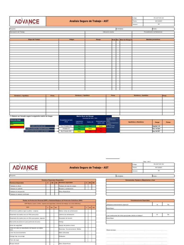 For-Sst-001-01 Formato de Ast | PDF | La seguridad