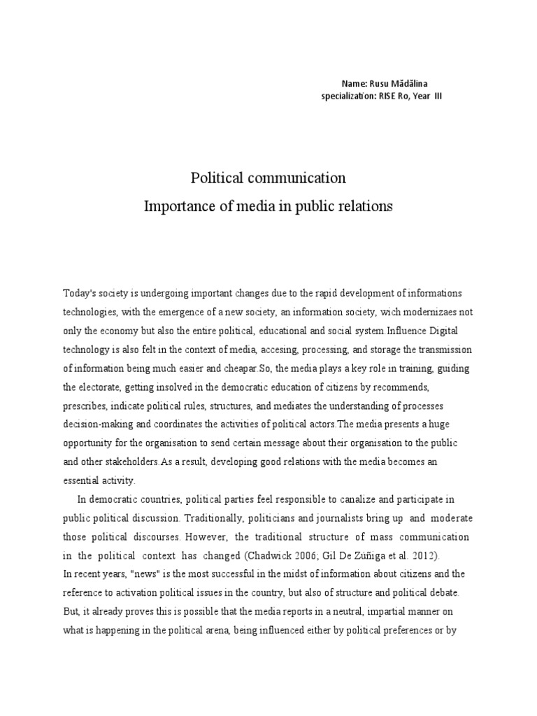 Political Communication Importance of Media in Public Relations | PDF ...