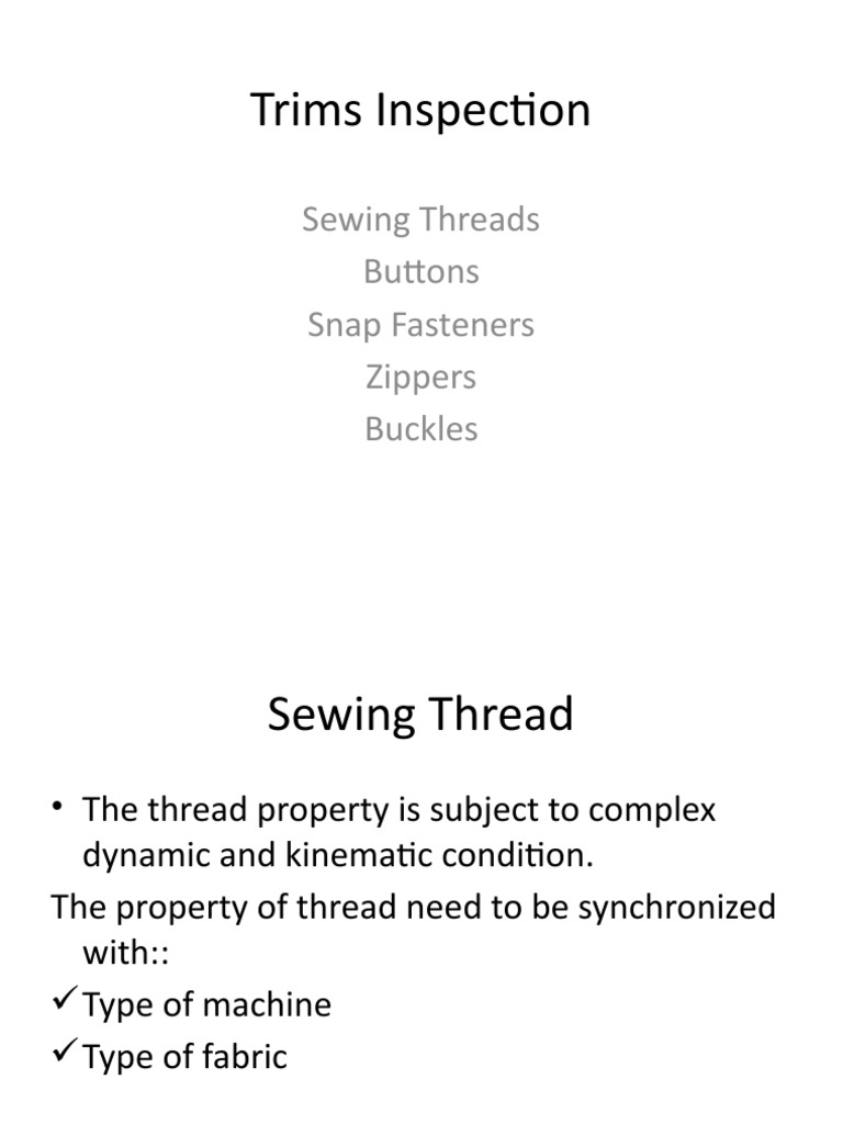 Comprehensive Guide to Trims Inspection | PDF | Yarn | Textiles