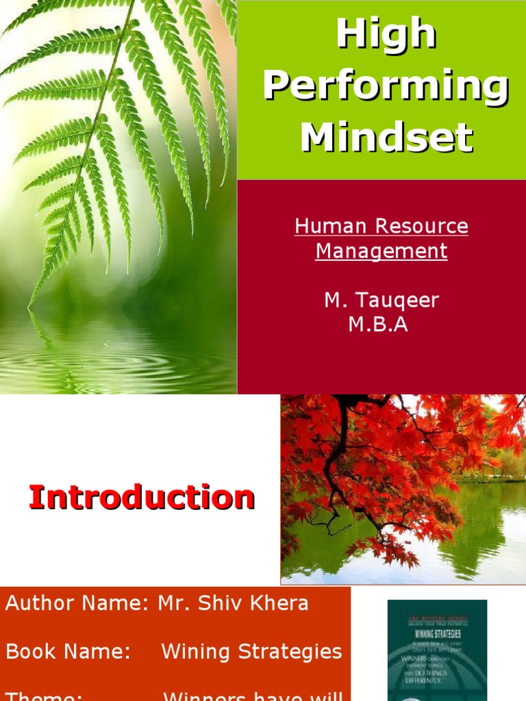 H.R. High Performing Mindset | PDF | Mindset | Psychological Concepts