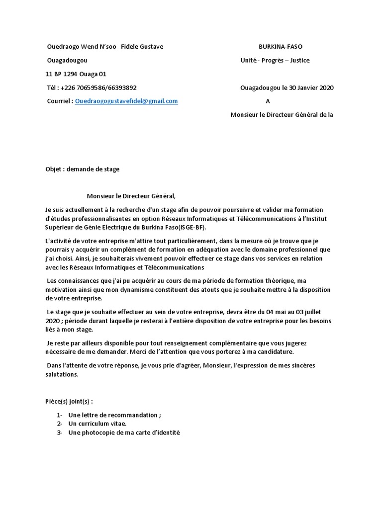 Demande de Stage Word | PDF