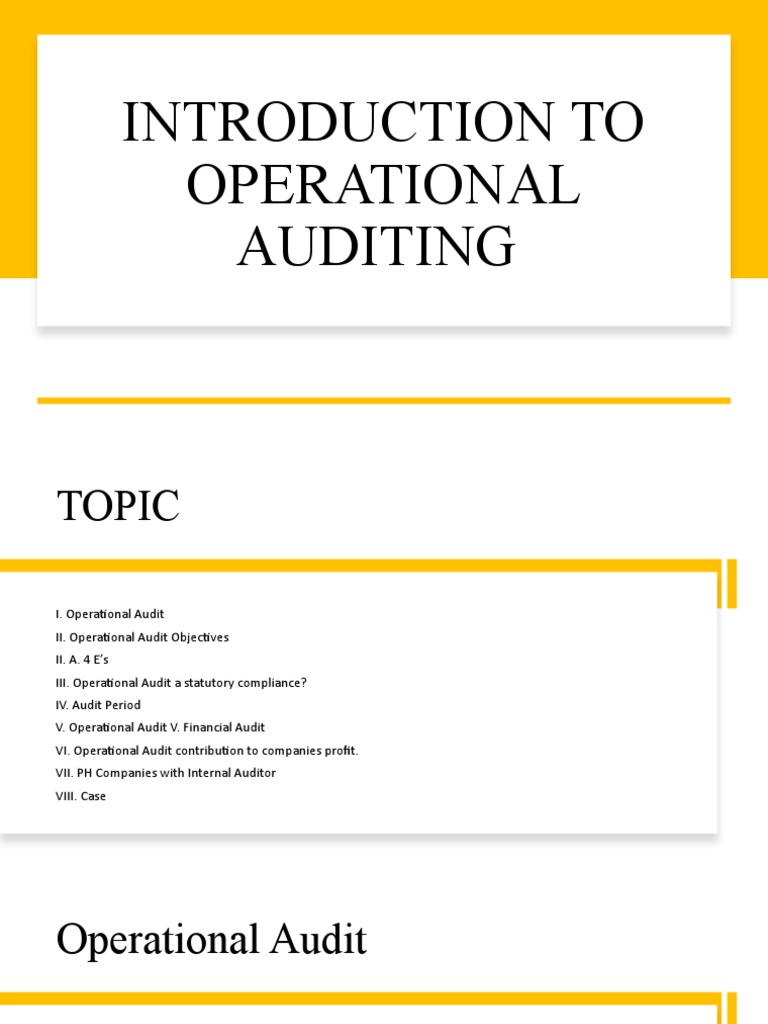 Introduction to Operational Auditing | PDF | Audit | Internal Audit