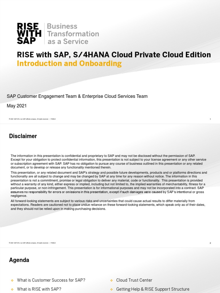 RISE With SAP, S/4HANA Cloud Private Cloud Edition: Introduction and Onboarding | PDF | Cloud ...