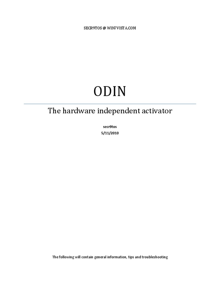 ODIN: Windows Activation Tool Guide | PDF | Windows 7 | Microsoft Windows