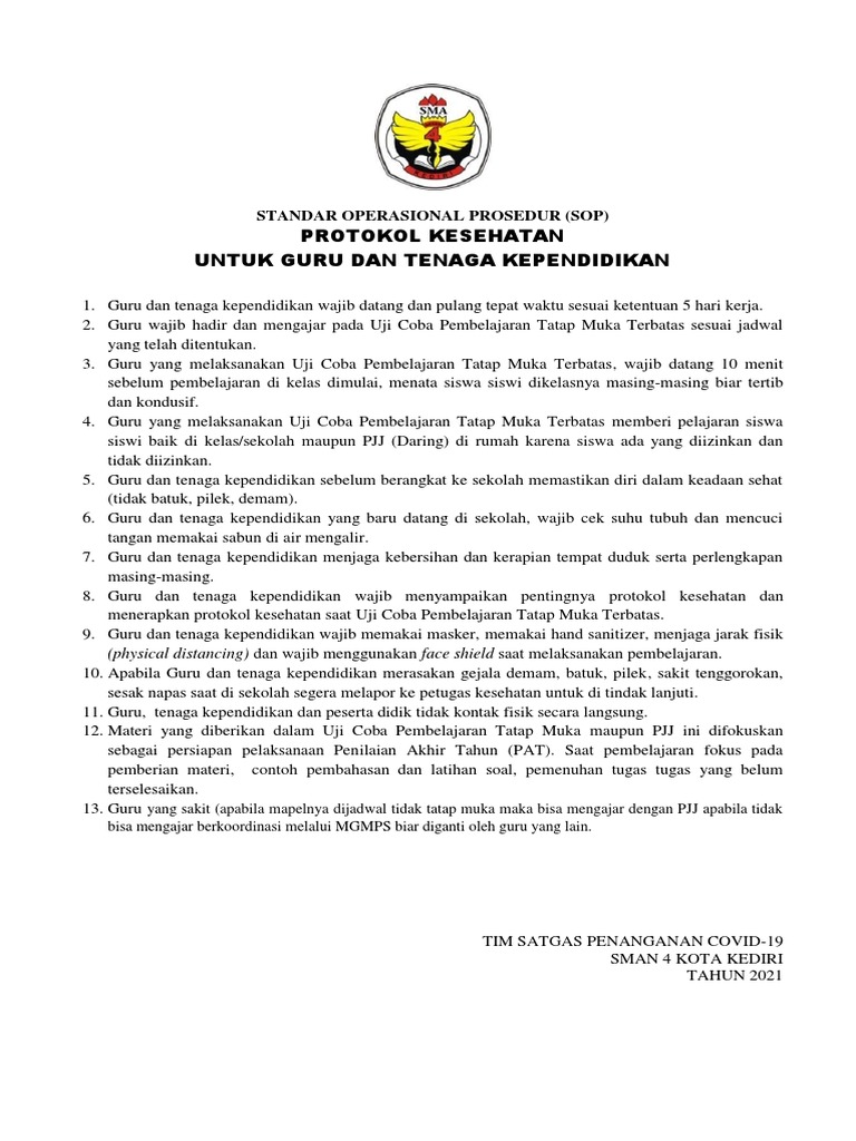 Sop Uji Coba PTM | PDF