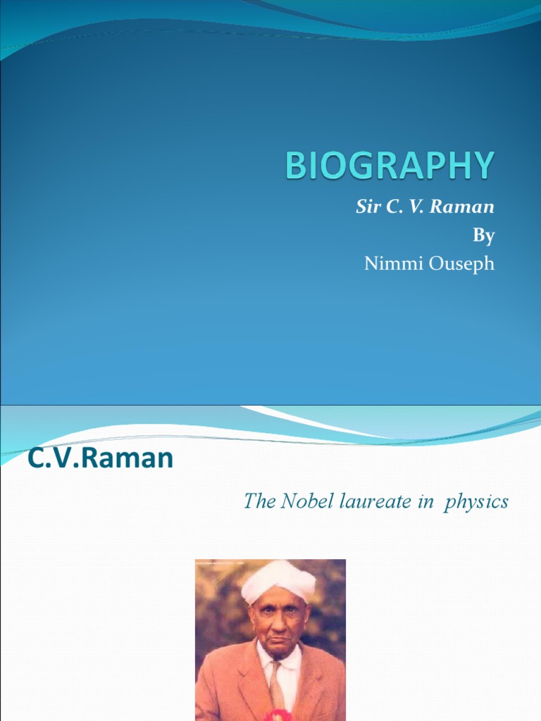 Sir C. V. Raman: Nimmi Ouseph | PDF | Light | Physics