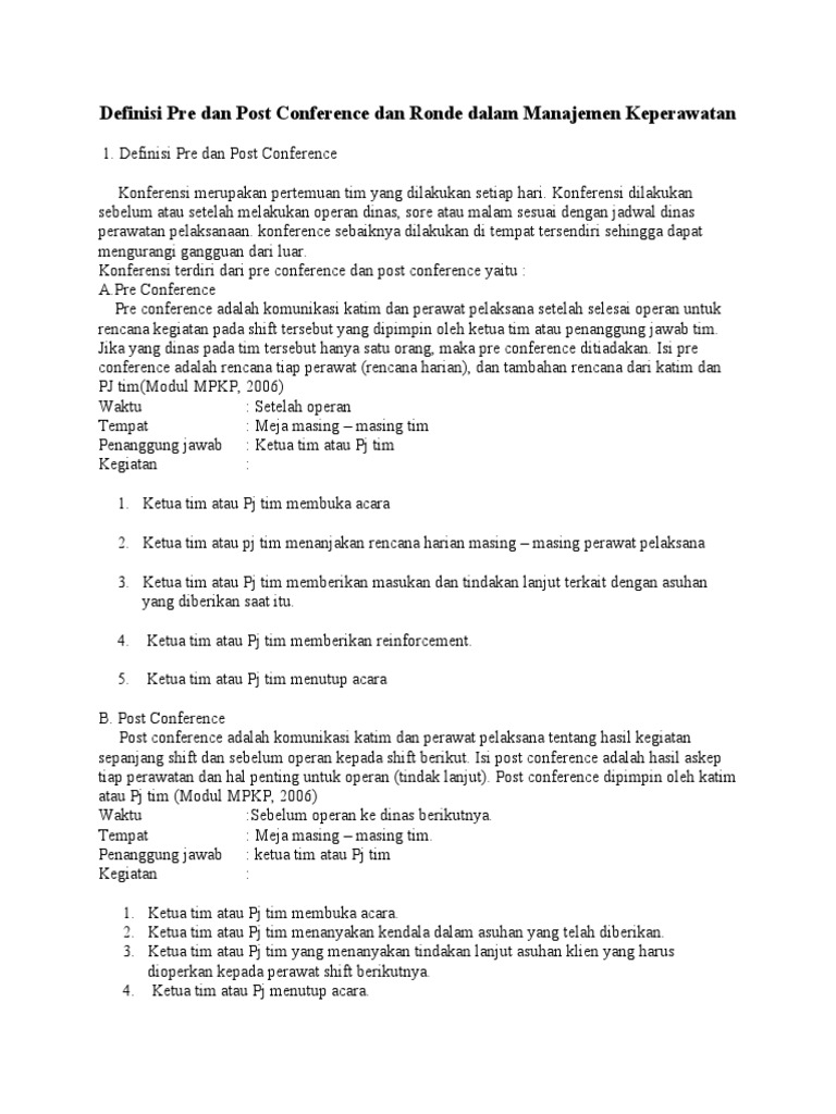 Definisi Pre Dan Post Conference | PDF