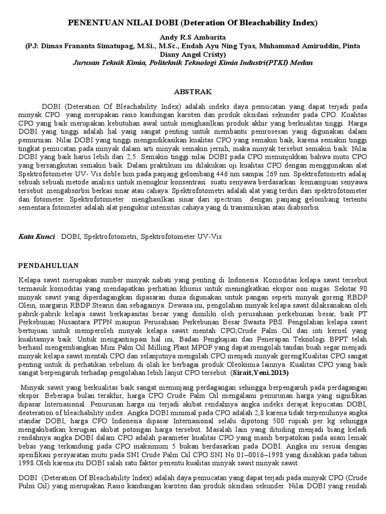 Penentuan Nilai Dobi | PDF