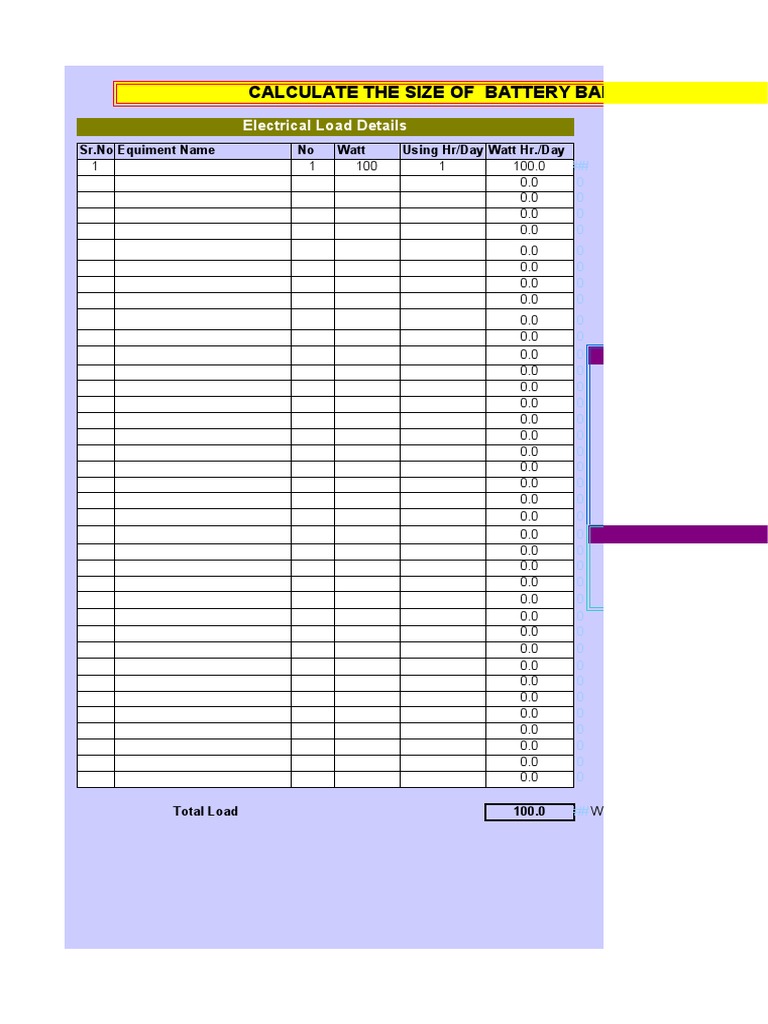 Calculate The Size of Battery Bank & Invertor: Electrical Load Details | PDF | Power Inverter ...