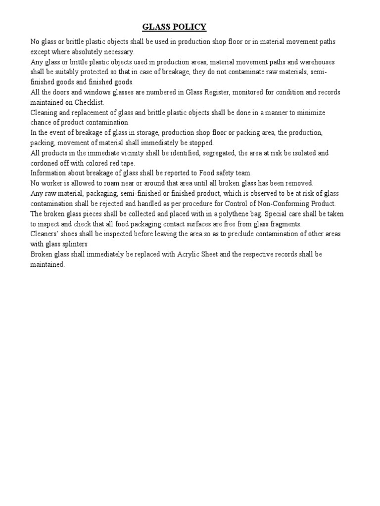 Copy Glass Policy Draft | PDF