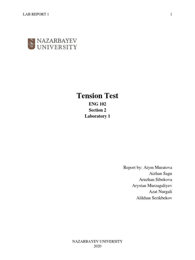 Tension Test: Lab Report 1 1 | PDF | Deformation (Engineering ...