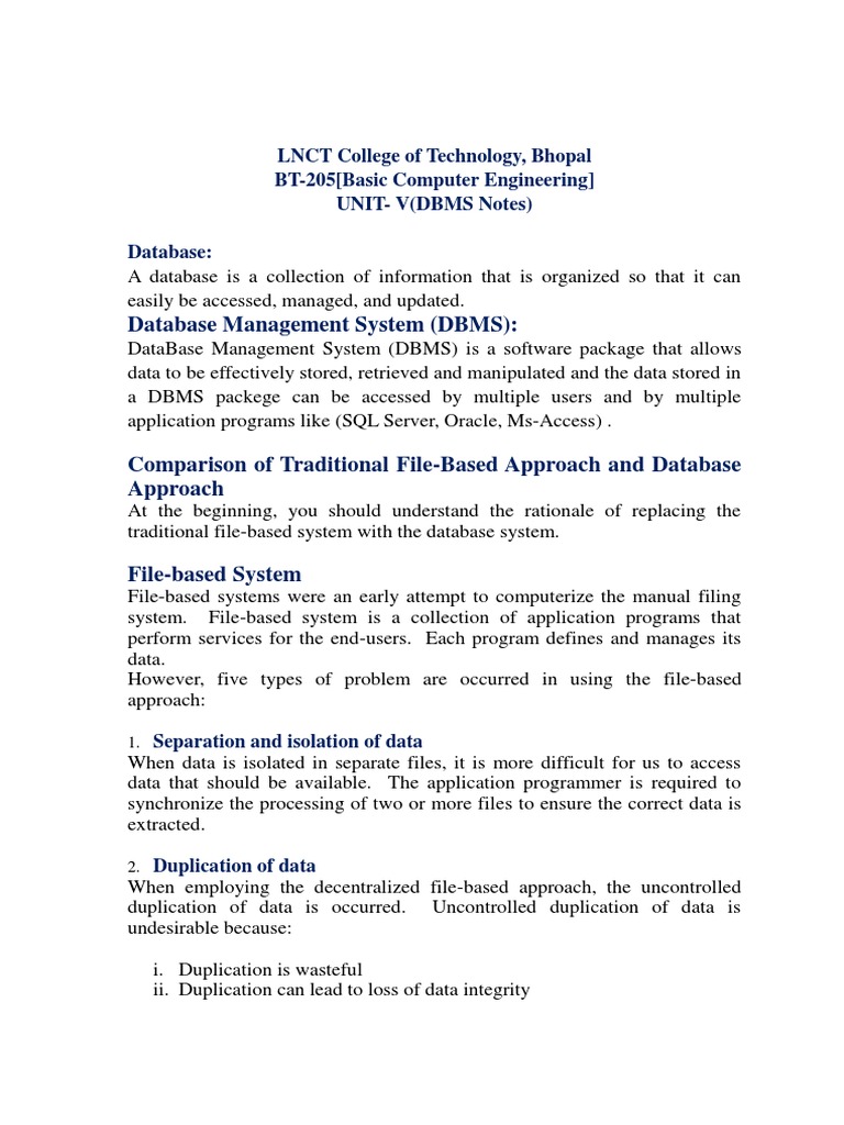 DBMS V Unit (DBMS) | PDF | Databases | Information Age
