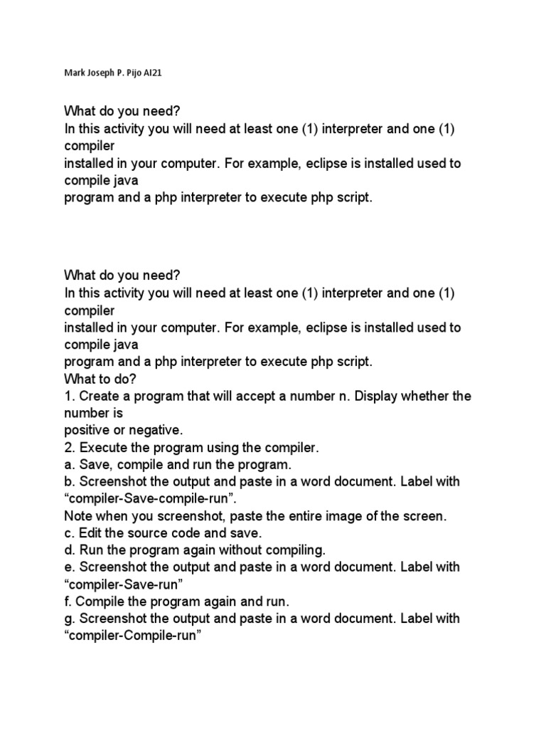 Compiler and Interpreter Program Guide | PDF | Technology & Engineering ...