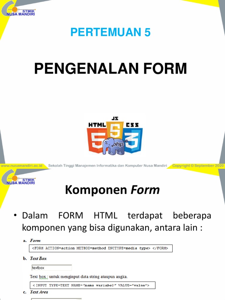 Pertemuan 5: Pengenalan Form | PDF