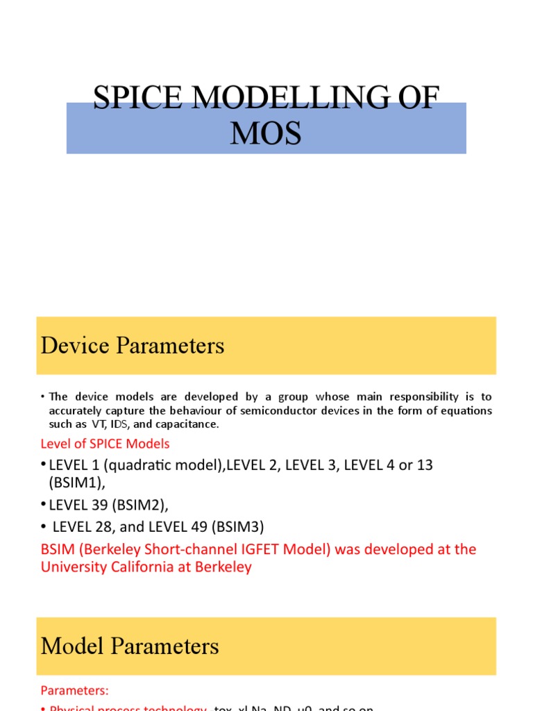 Spice Modelling of Mos | PDF