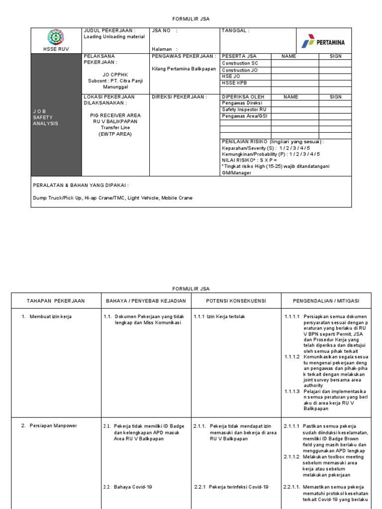 JSA Loading Unloading | PDF