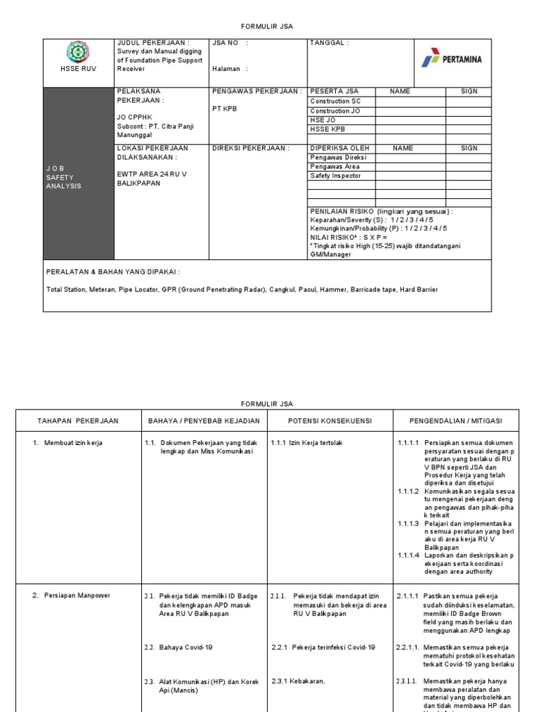 JSA Survey Manual Digging | PDF