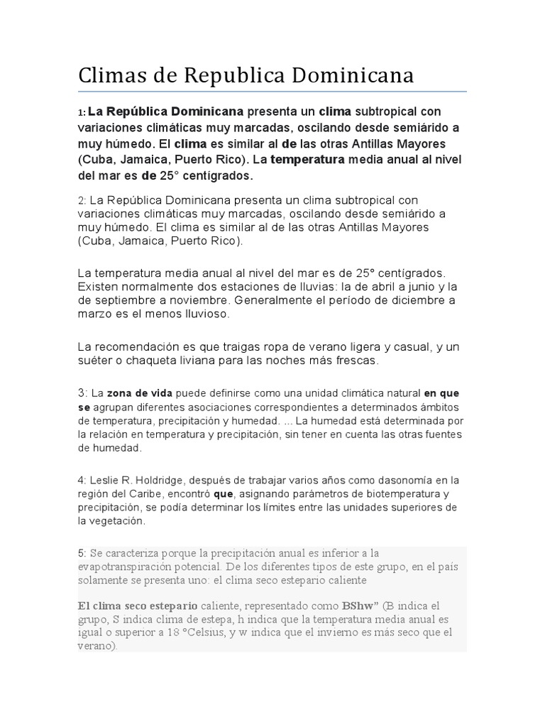 Climas de Republica Dominicana | PDF | Clima | Naturaleza