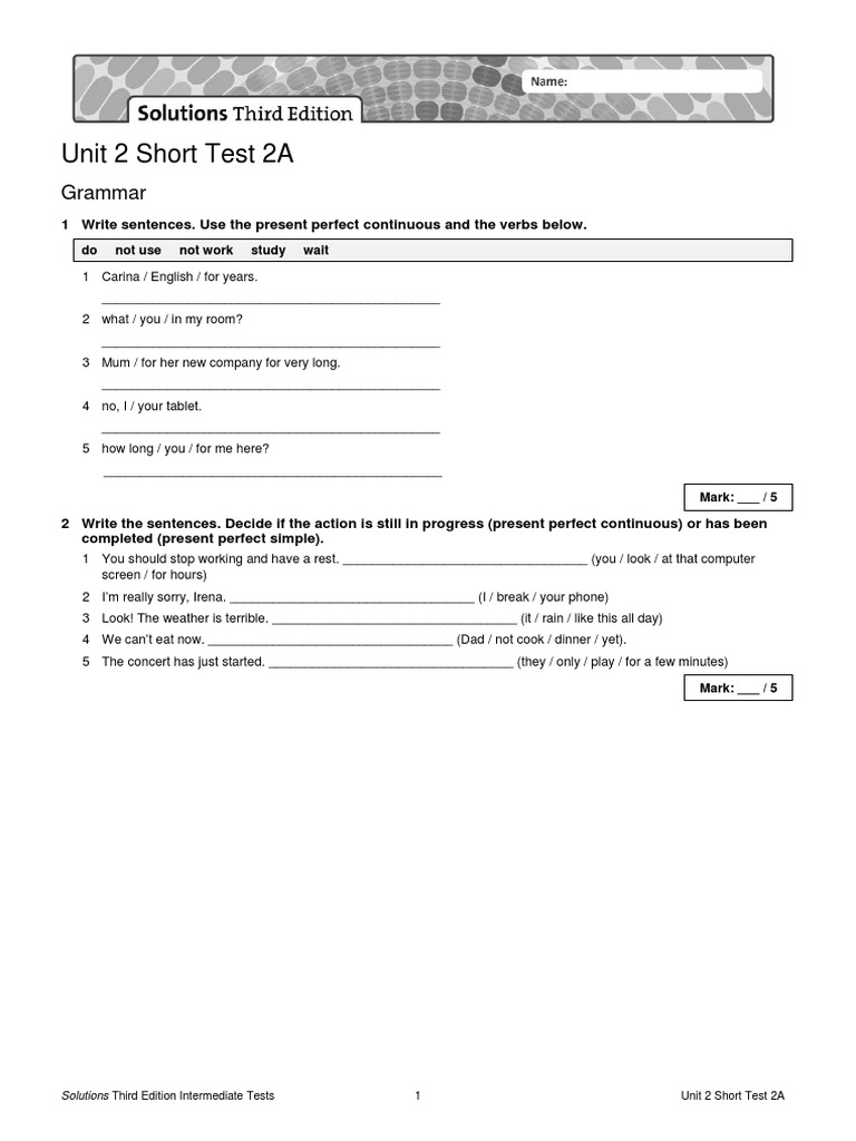 Unit 2 Short Test 2A Solutions | PDF | Cognitive Science | Linguistic ...