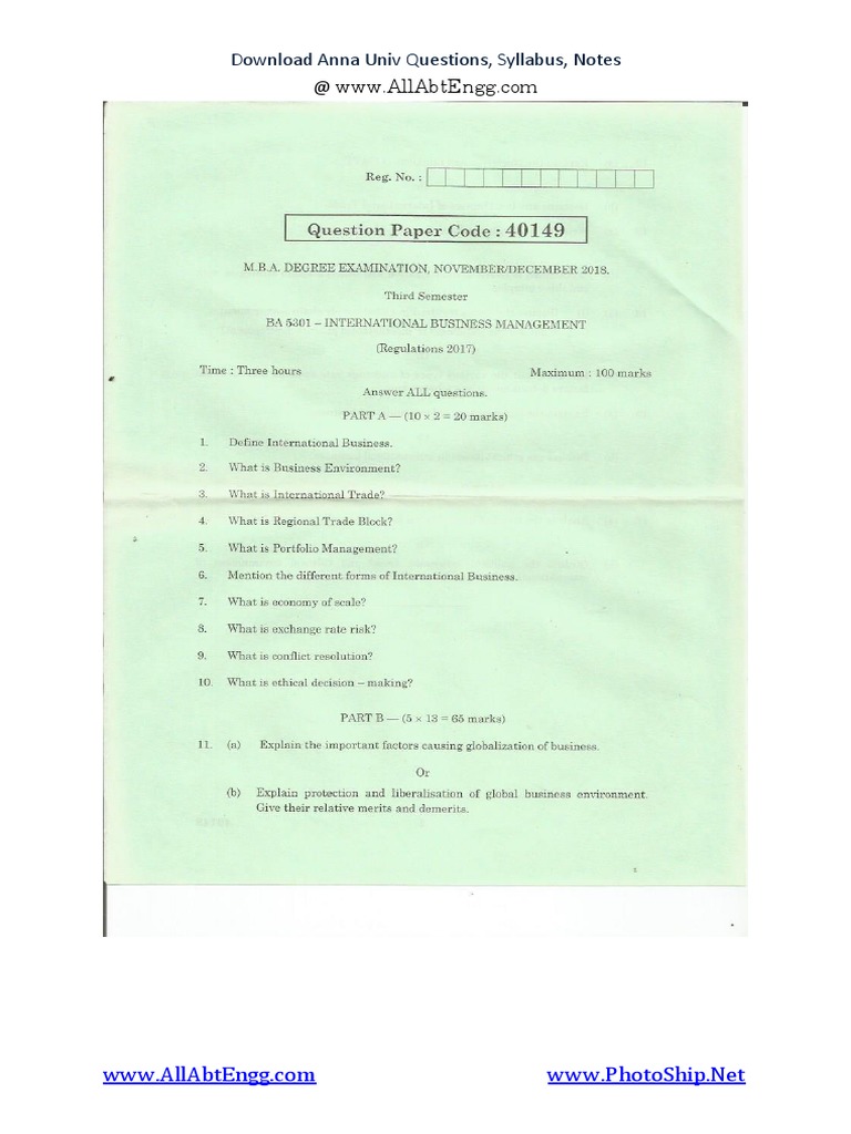 Anna Univ Questions, Syllabus, Notes | PDF