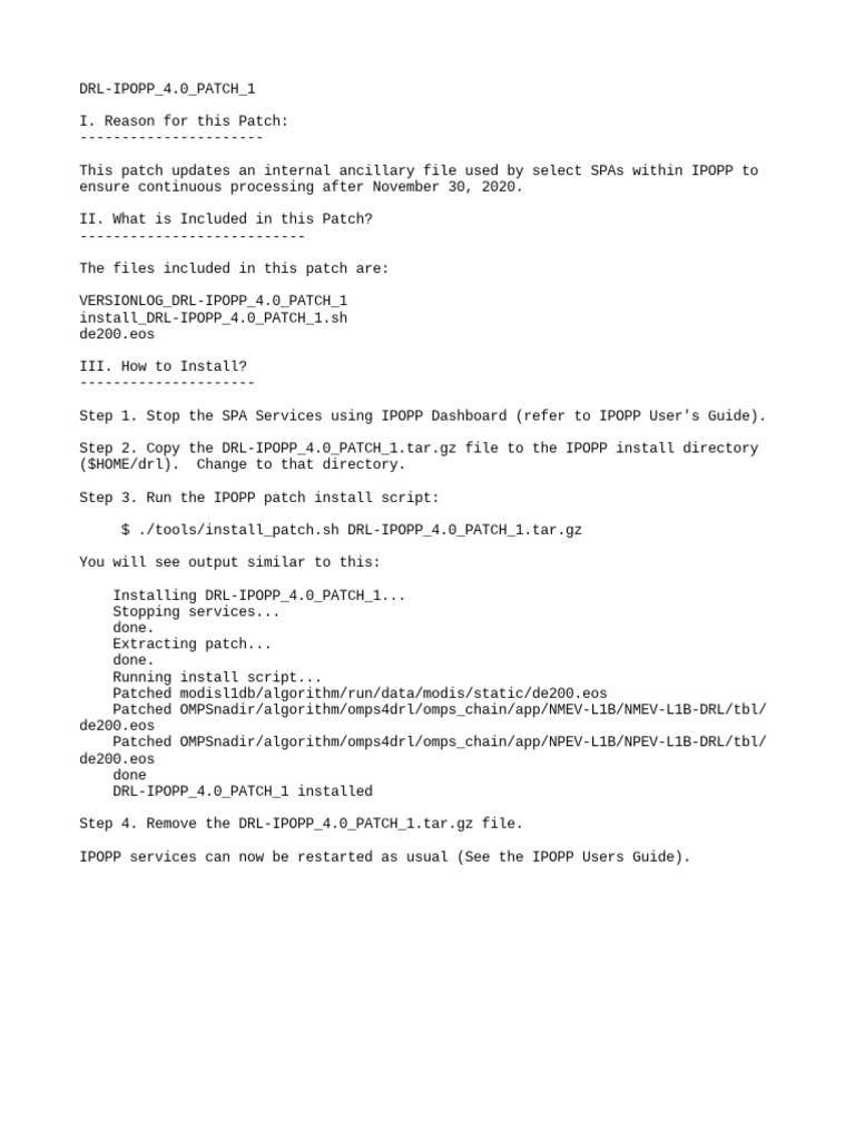 Drl-Ipopp 4.0 Patch 1 Readme | PDF