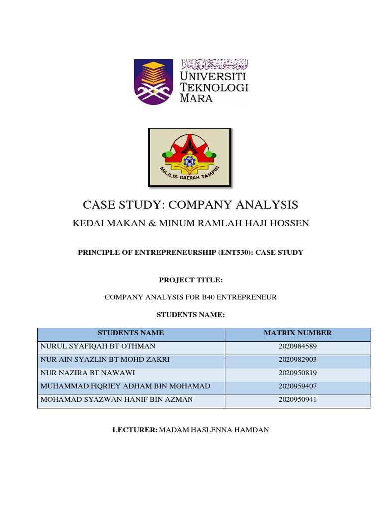 Case Study Report by Grouping-Bmc (Ent530) | PDF | Entrepreneurship ...