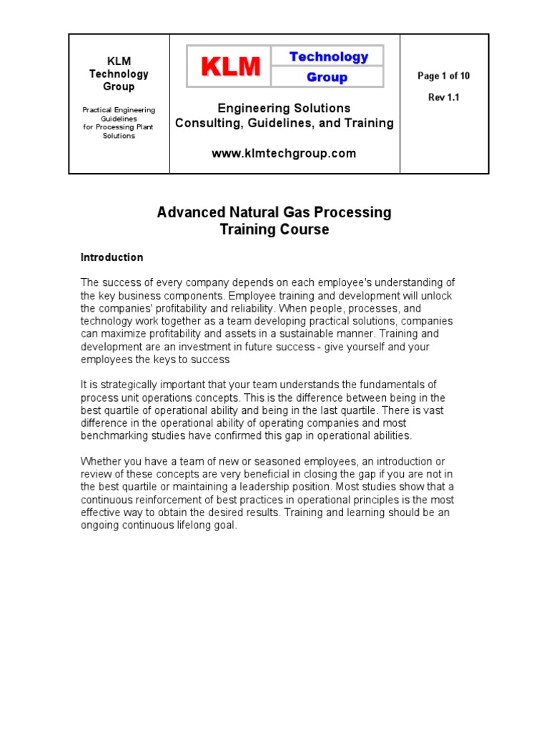 Advanced Natural Gas Processing Training Course | PDF | Heat Exchanger | Natural Gas Processing